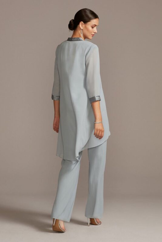 Chiffon Three Piece Pantsuit With High Low Jacket 24799 Onedaybride